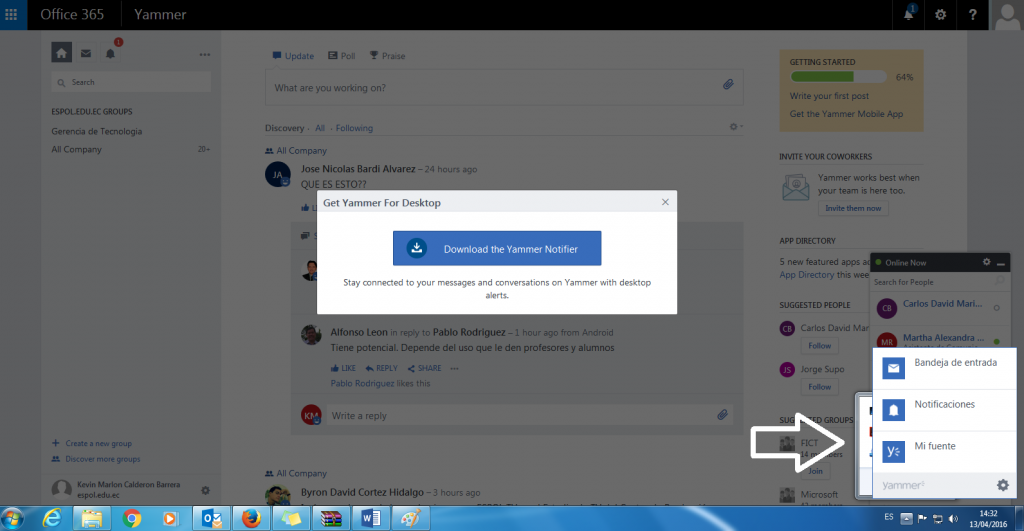 Como usar Yammer | Office 365 en ESPOL